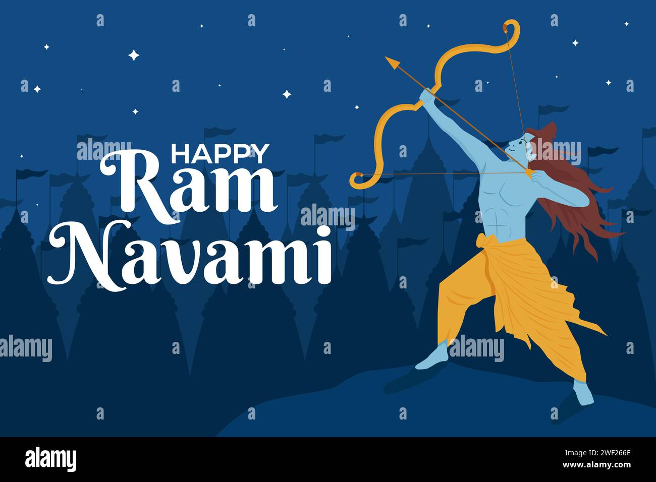 flat design happy ram navami background illustration Stock Vector Image ...