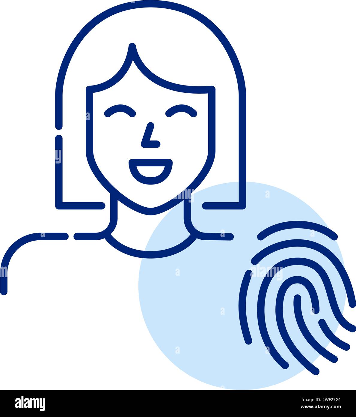 Biometric control system. Female user and fingerprint id. Pixel perfect ...
