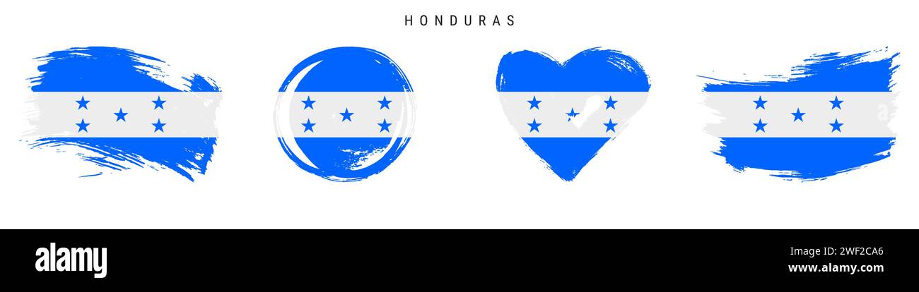 Honduras hand drawn grunge style flag icon set. Honduran banner in ...