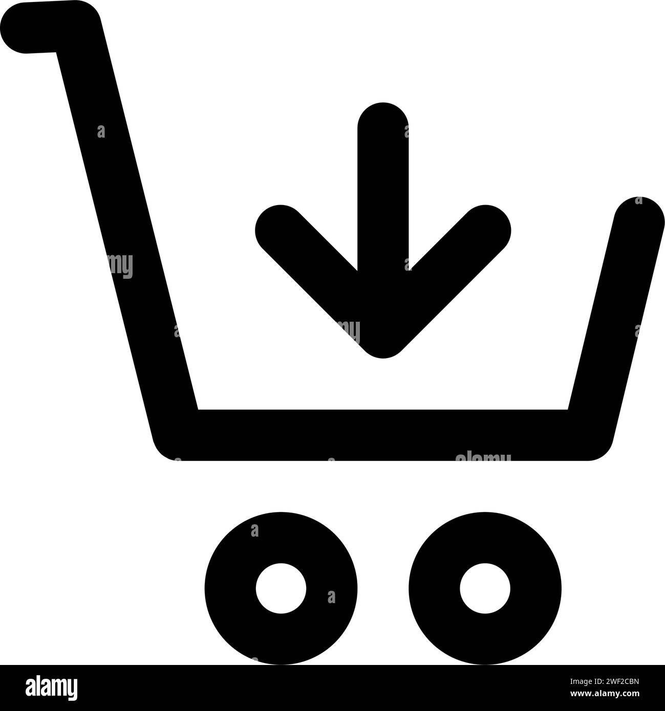 Shopping cart download vector icon, flat design. Isolated on white ...