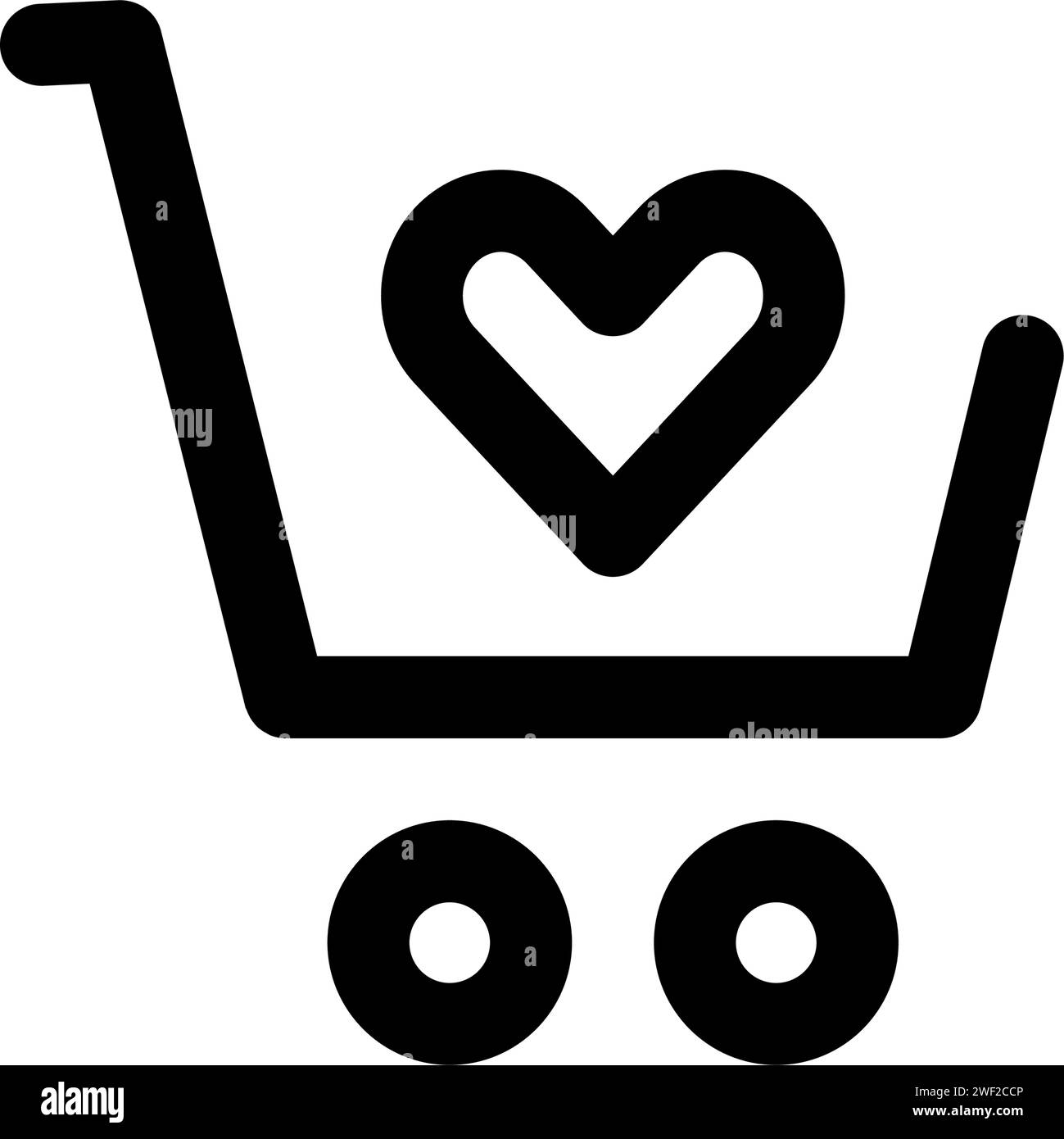Shopping cart with heart vector icon, flat design. Isolated on white ...