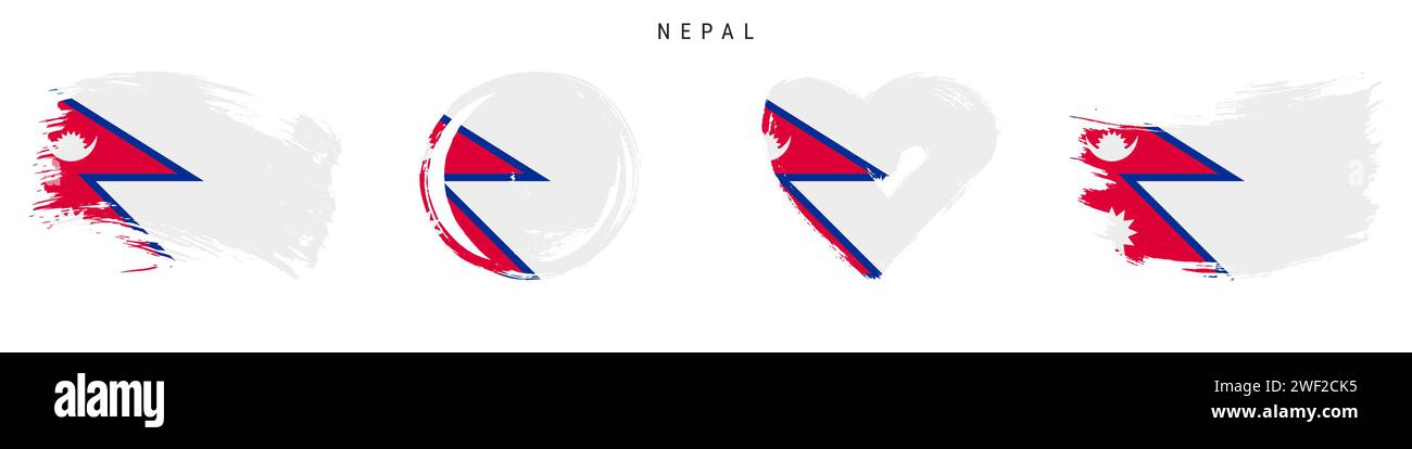 Nepal hand drawn grunge style flag icon set. Nepali banner in official ...