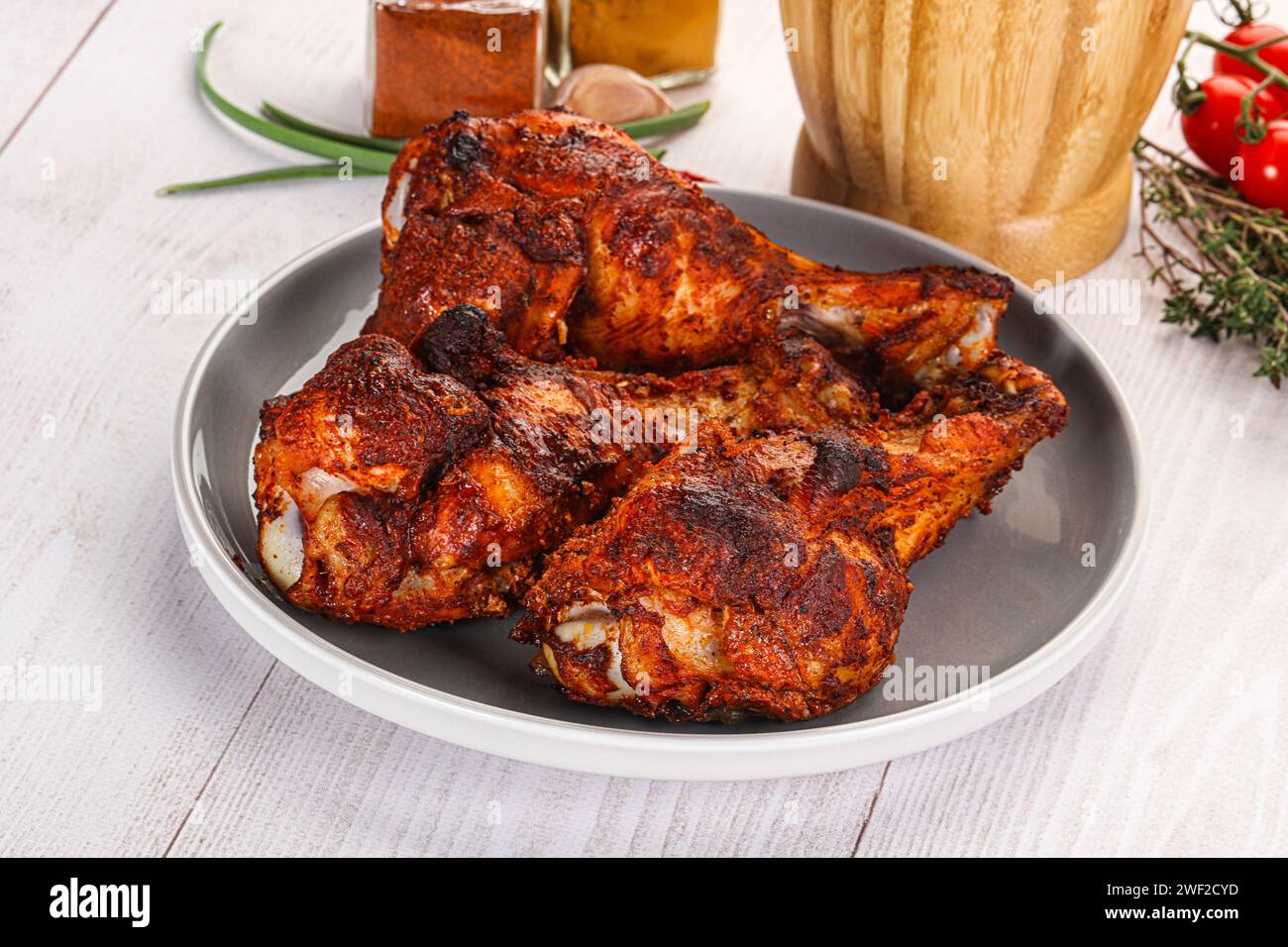 Indian tandoori barbecue turkey shoulder wing Stock Photo - Alamy