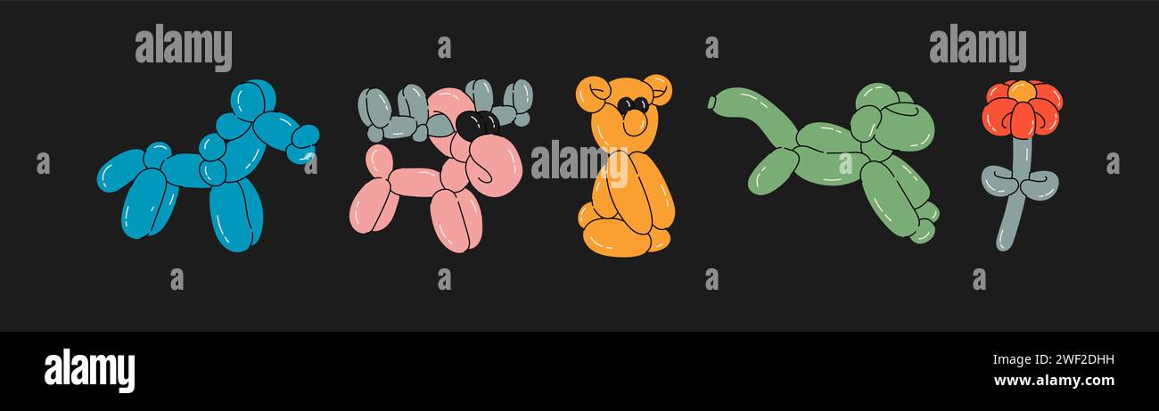Set of balloon animals Stock Vector Image & Art - Alamy