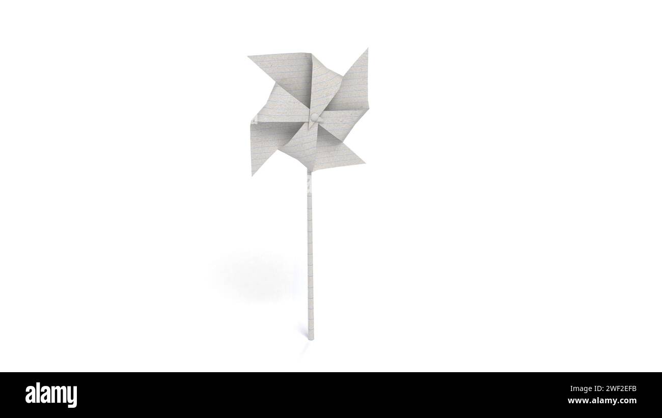 Wind paper propeller on white back intro 3d render Stock Photo - Alamy