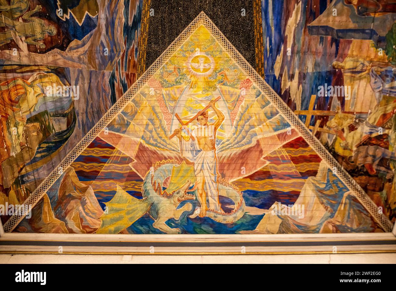 Murals inside the historic Domkirke, Oslo, Norway Stock Photo - Alamy