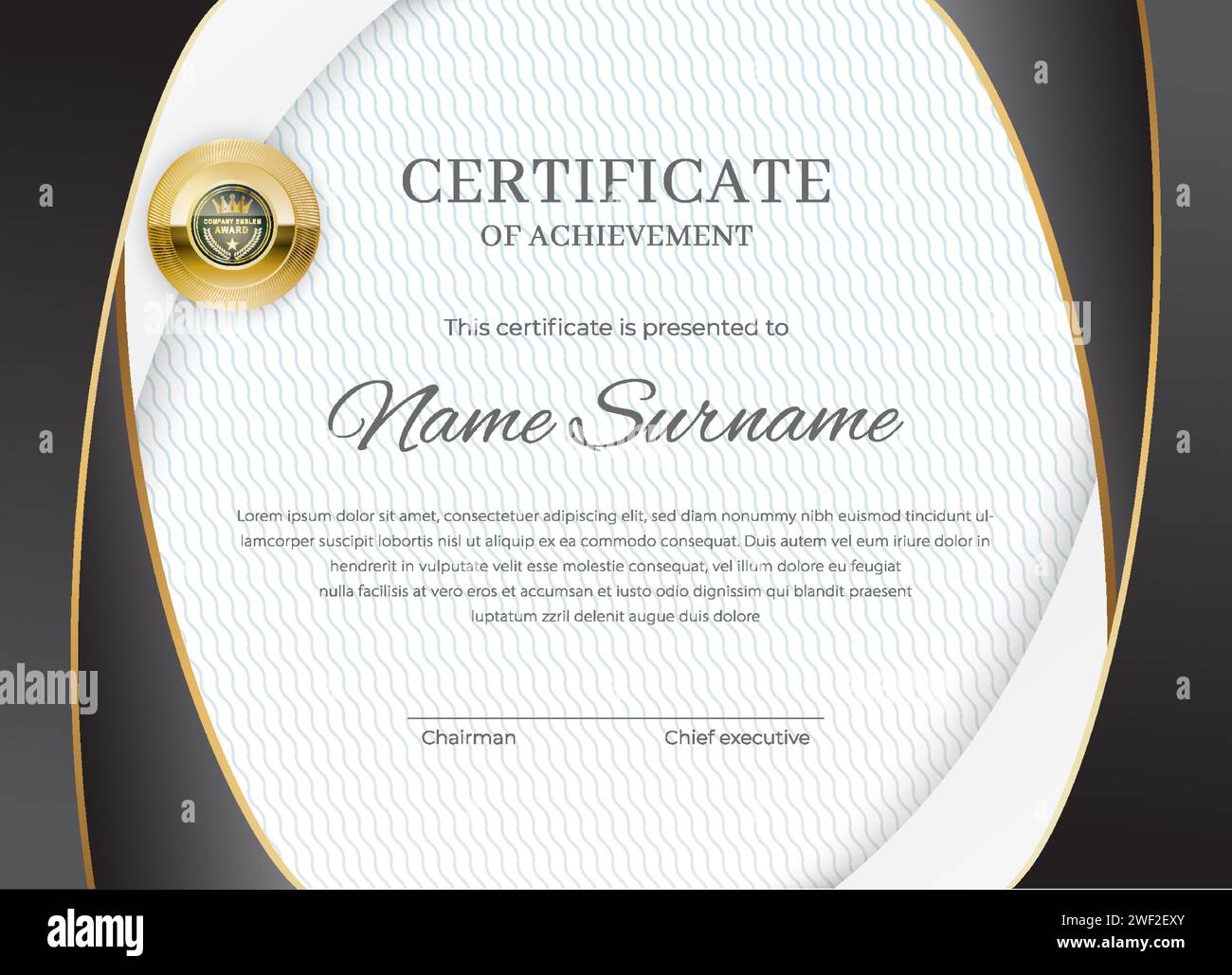 Certificate Blank. White black arc frame on white background., Vector ...