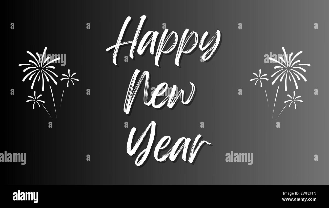 Happy New Year Typography Background Holiday Greeting Card Template