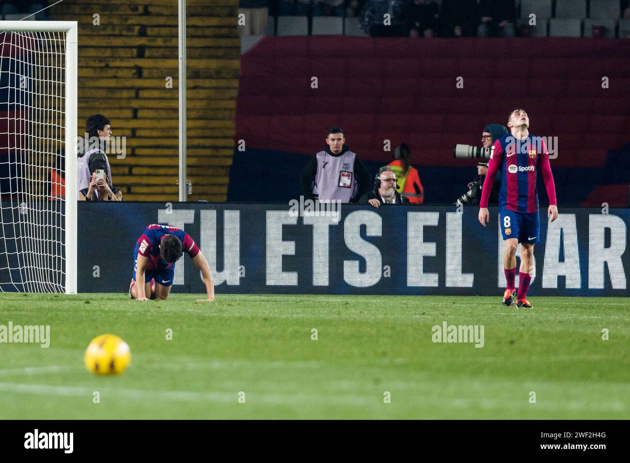 Pau Cubarsi and Pedri Gonzalez of FC Barcelona dejected during the ...