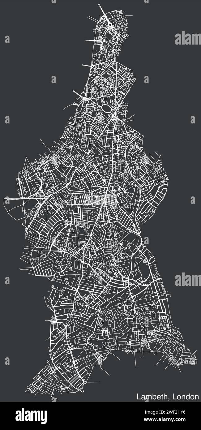 Street roads map of the BOROUGH OF LAMBETH, LONDON Stock Vector Image ...