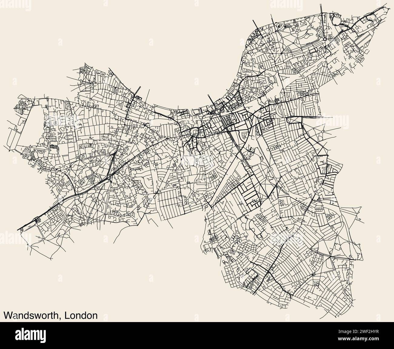 Street roads map of the BOROUGH OF WANDSWORTH, LONDON Stock Vector ...