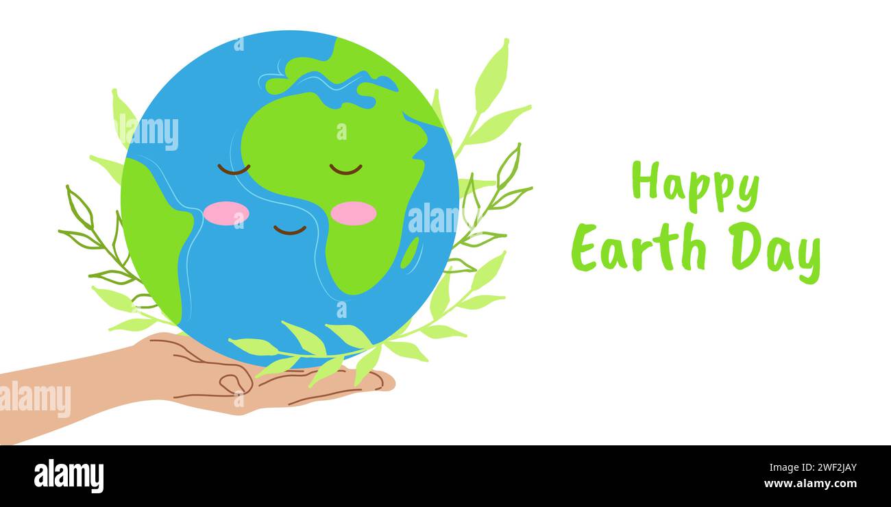 Earth Day cute funny character white background. Planet Earth on your ...