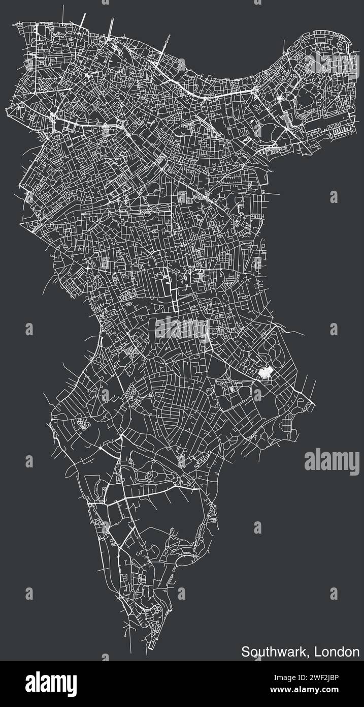 Street roads map of the BOROUGH OF SOUTHWARK, LONDON Stock Vector Image ...