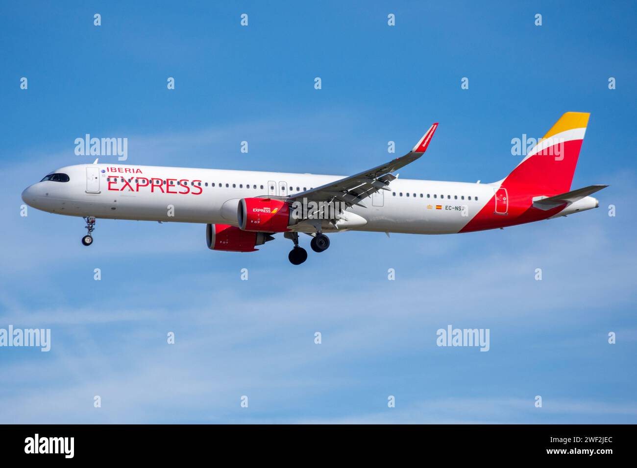 Airbus A321 neo airliner of the Iberia Express airline landing Stock ...