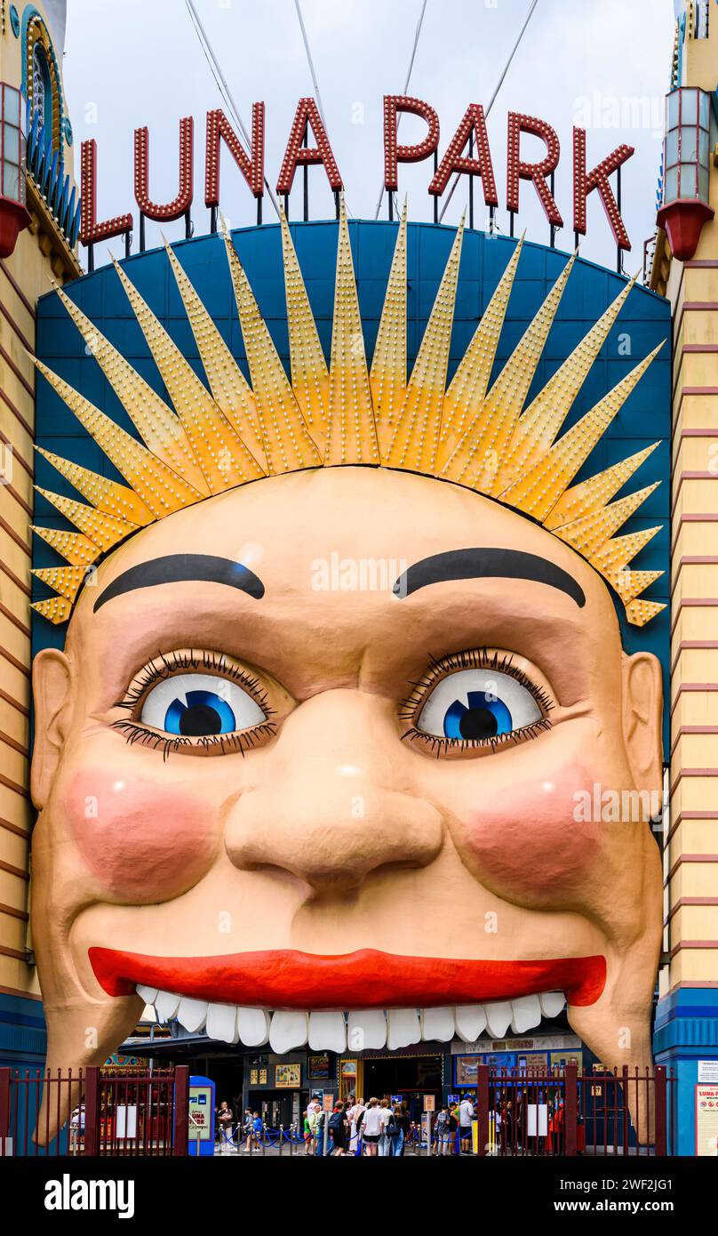 Detail of the slightly scary Luna Park Sydney entrance face, Milsons ...