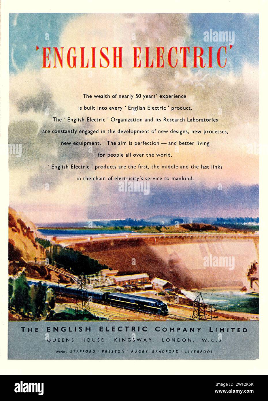 A vintage 1950's advert for English Electric manufacturing of ...