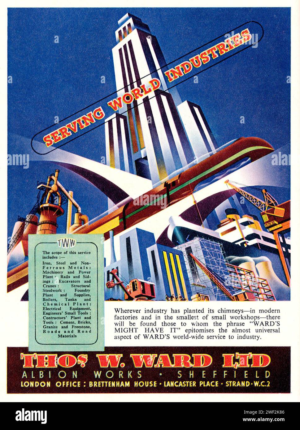 A vintage 1950's advert for Thos Ward Ltd, steel and engineering ...