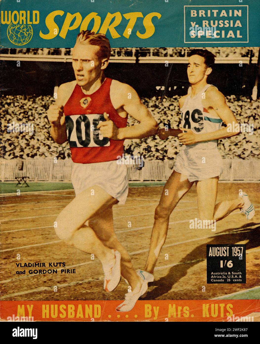 Vintage front cover of World Sports magazine, August 1957, featureing ...