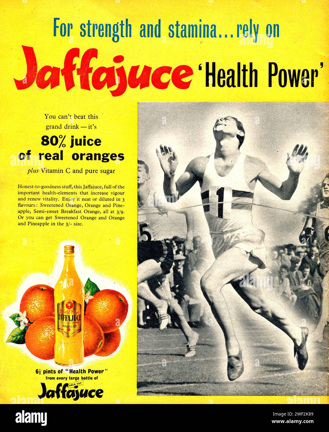 A vintage 1950's advert for Jaffajuice orange juice from Sports WOrk ...