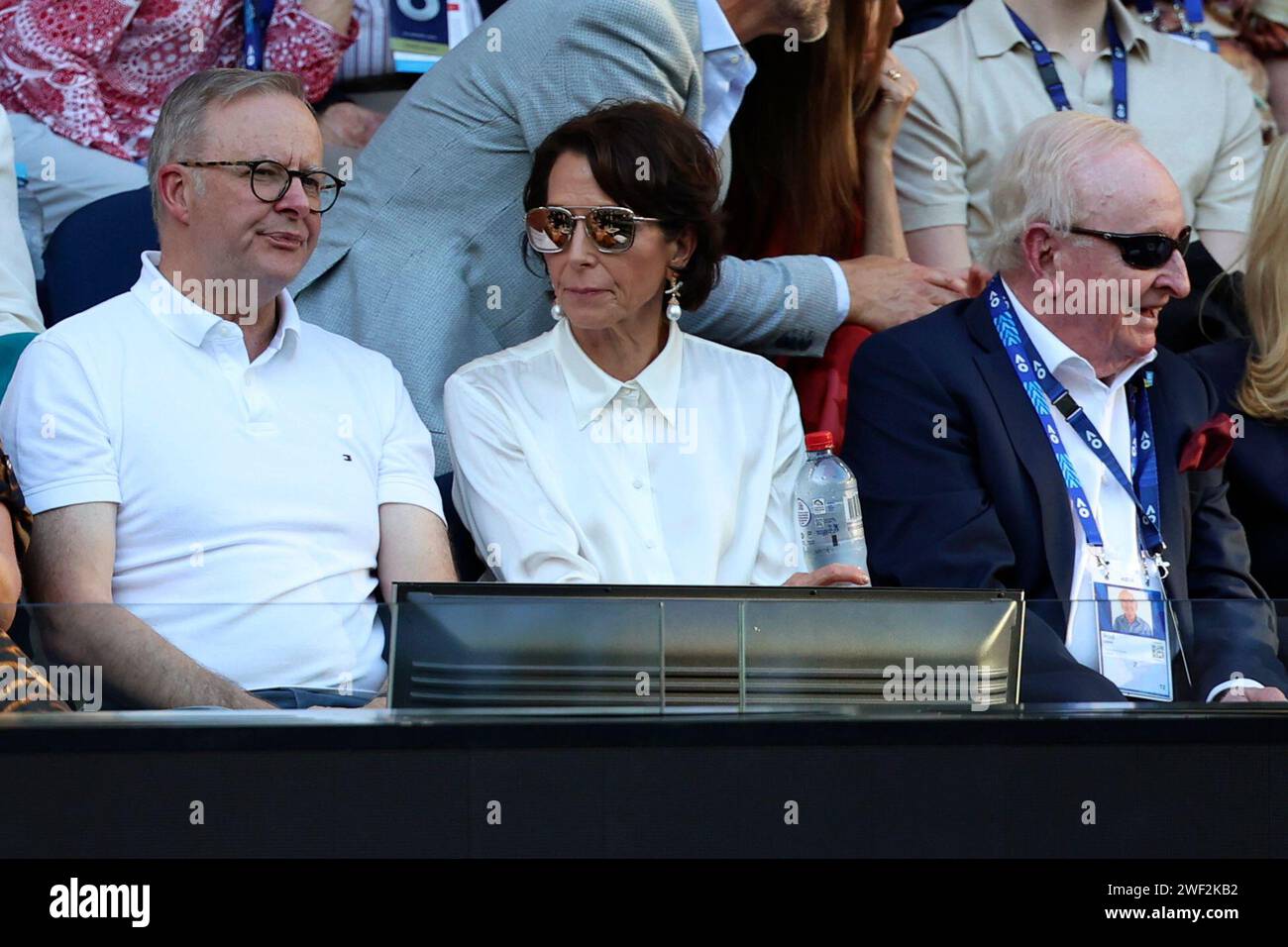 Australian Prime Minister Anthony Albanese, left, Tennis Australia ...