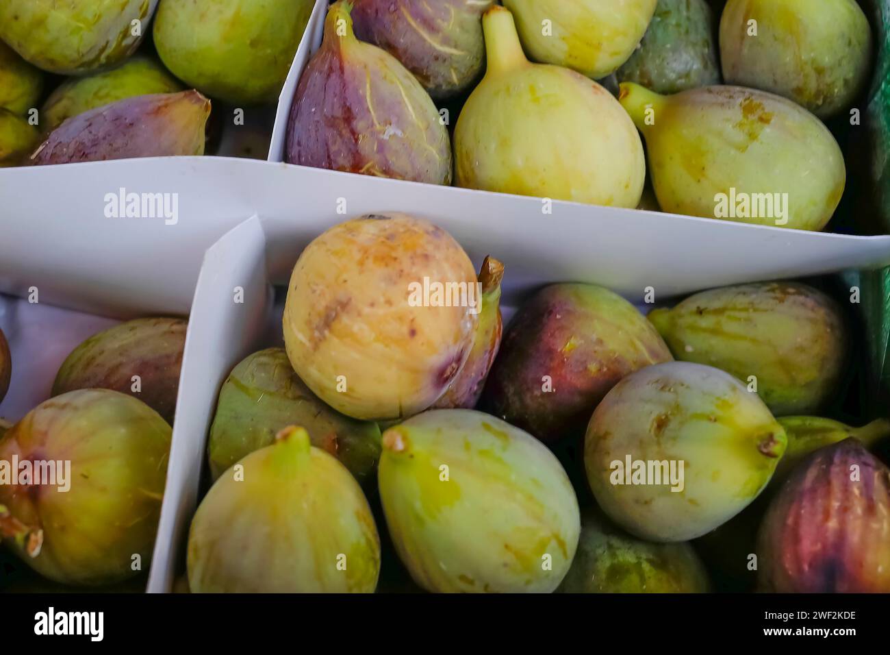 Ripe figs in a small box for sale, Southern Palatinate, Palatinate ...