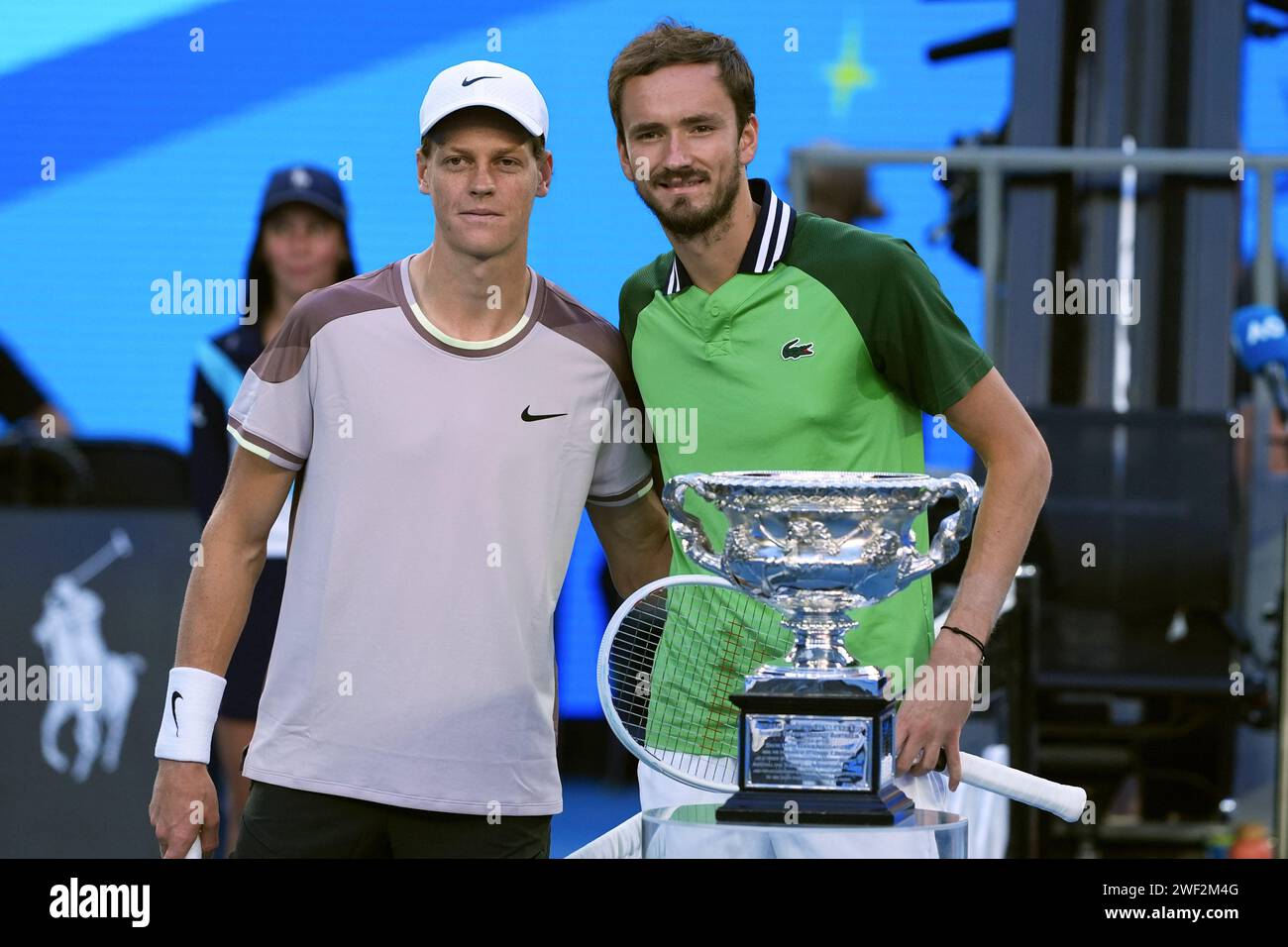 Jannik Sinner, left, of Italy and Daniil Medvedev of Russia pose for a ... Jannik Sinner, left, of Italy and Daniil Medvedev of Russia pose for a ...