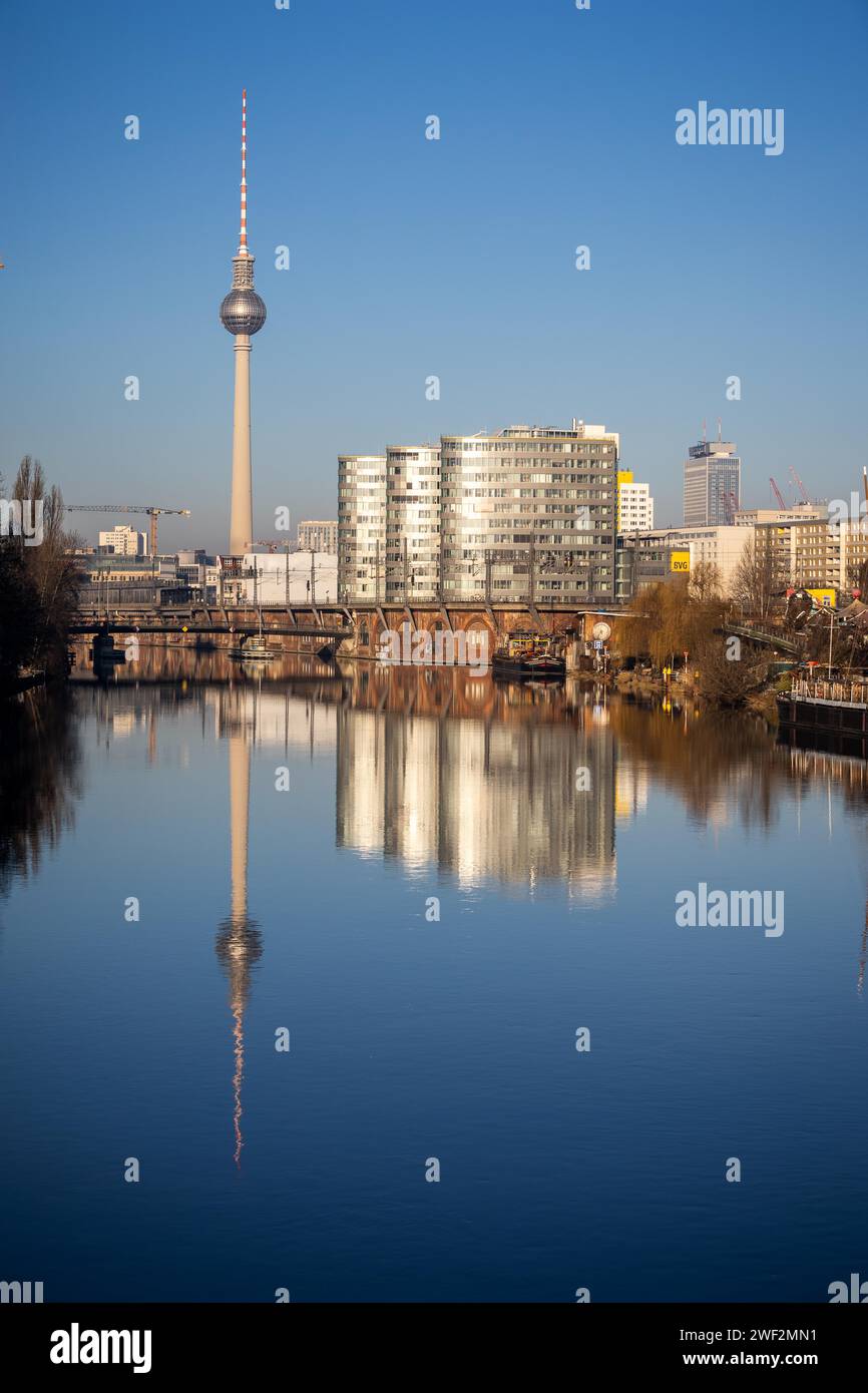City view Berlin, TV tower Alexanderplatz, Trias Towers, S-Bahn, view ...