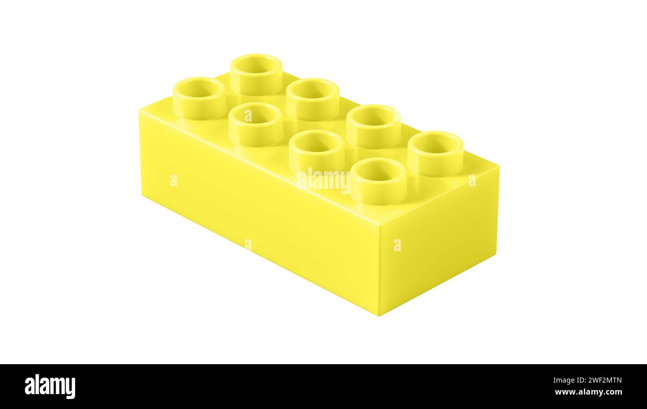 Lemon Plastic Lego Block Isolated on a White Background. Children Toy ...