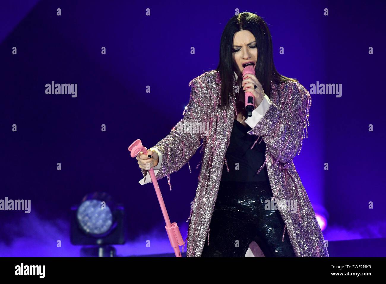 The singer Laura Pausini performs during the concert at the festival at ...