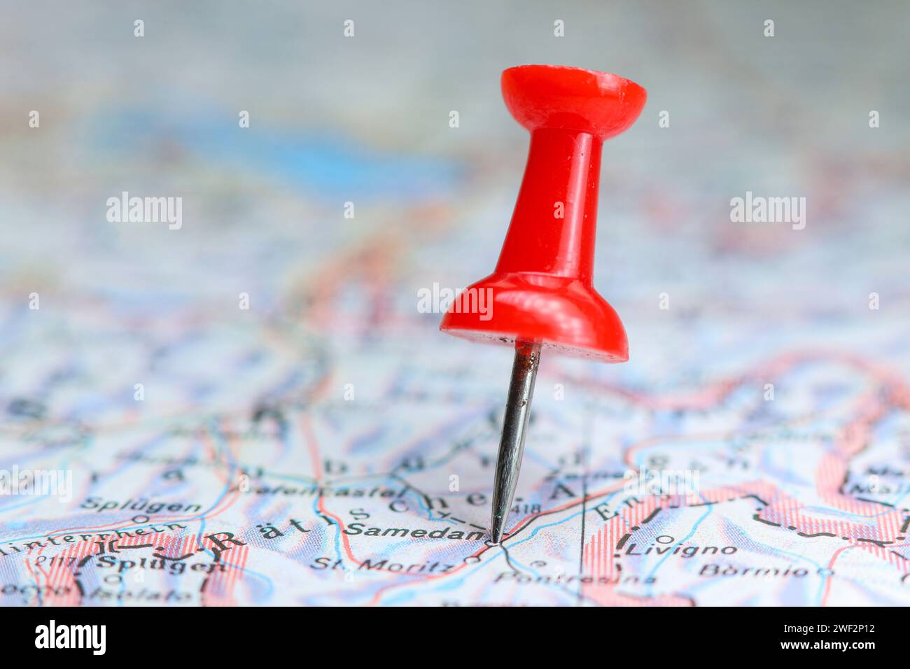 Samedan, Switzerland pin on map Stock Photo - Alamy