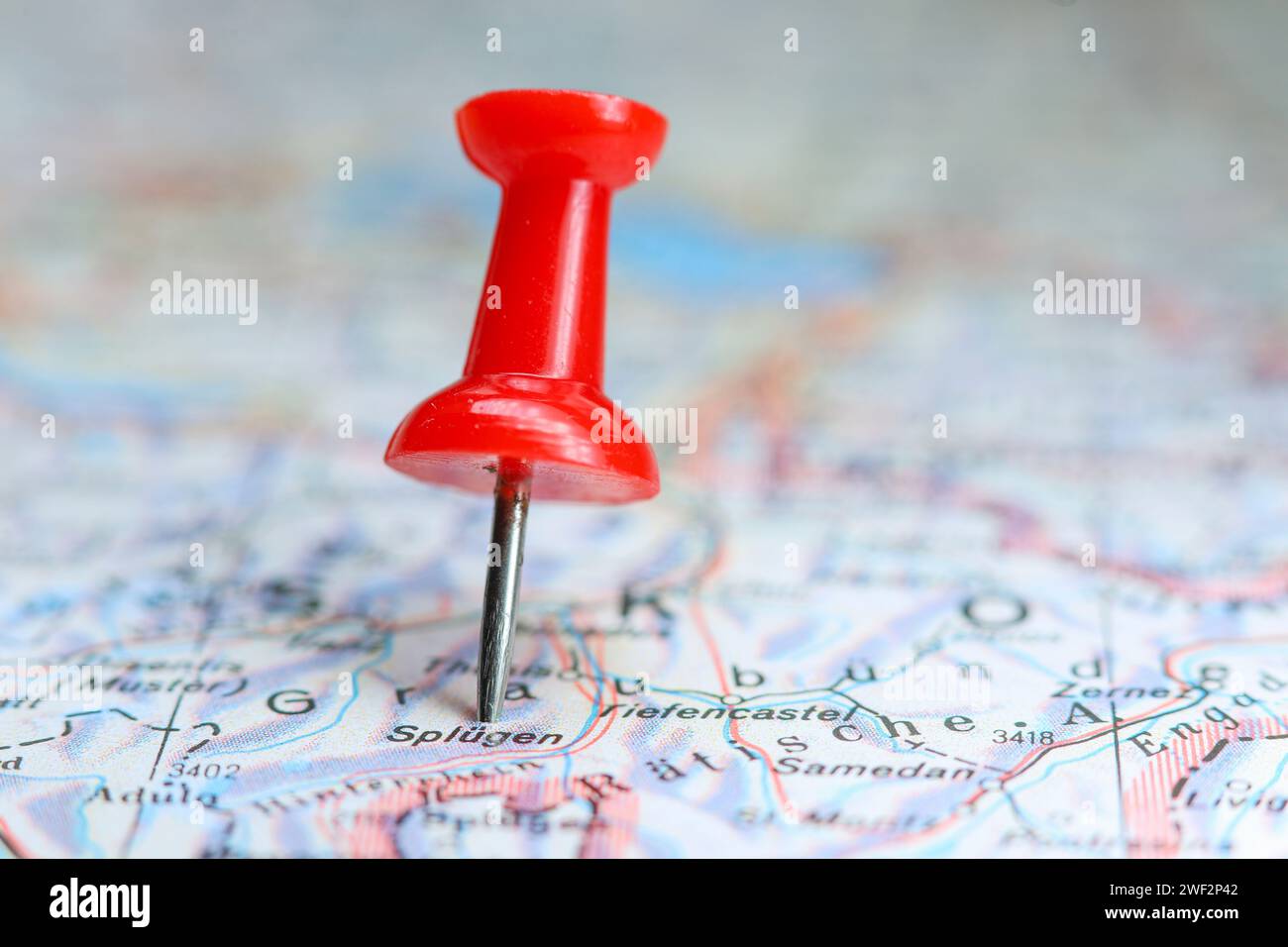 Splugen, Switzerland pin on map Stock Photo - Alamy