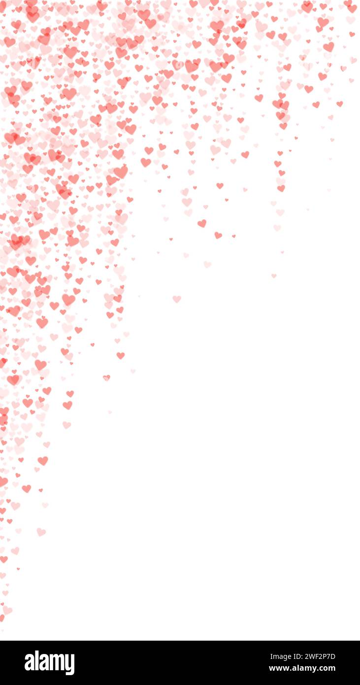Heart confetti valentine overlay. Red hearts scattered on white ...