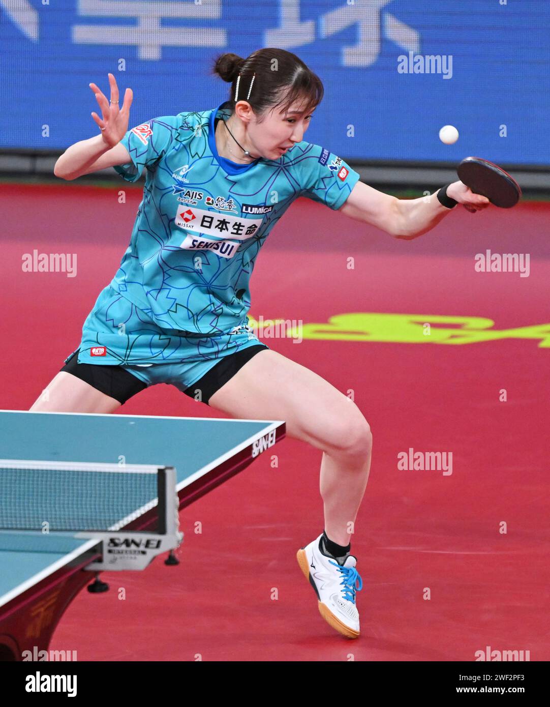 Hina Hayata of Japan hits a shot during women's singles final match ...