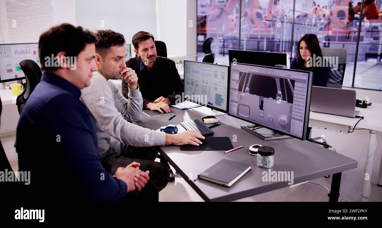 Industrial Engineers In Factory. Car Design Innovation Stock Photo - Alamy