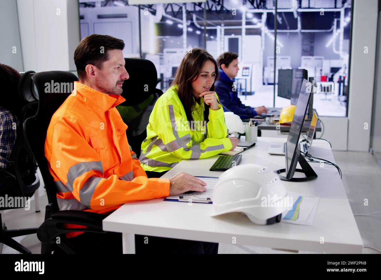 Engineer Operators Using Scada System At Industrial Plant Stock Photo ...