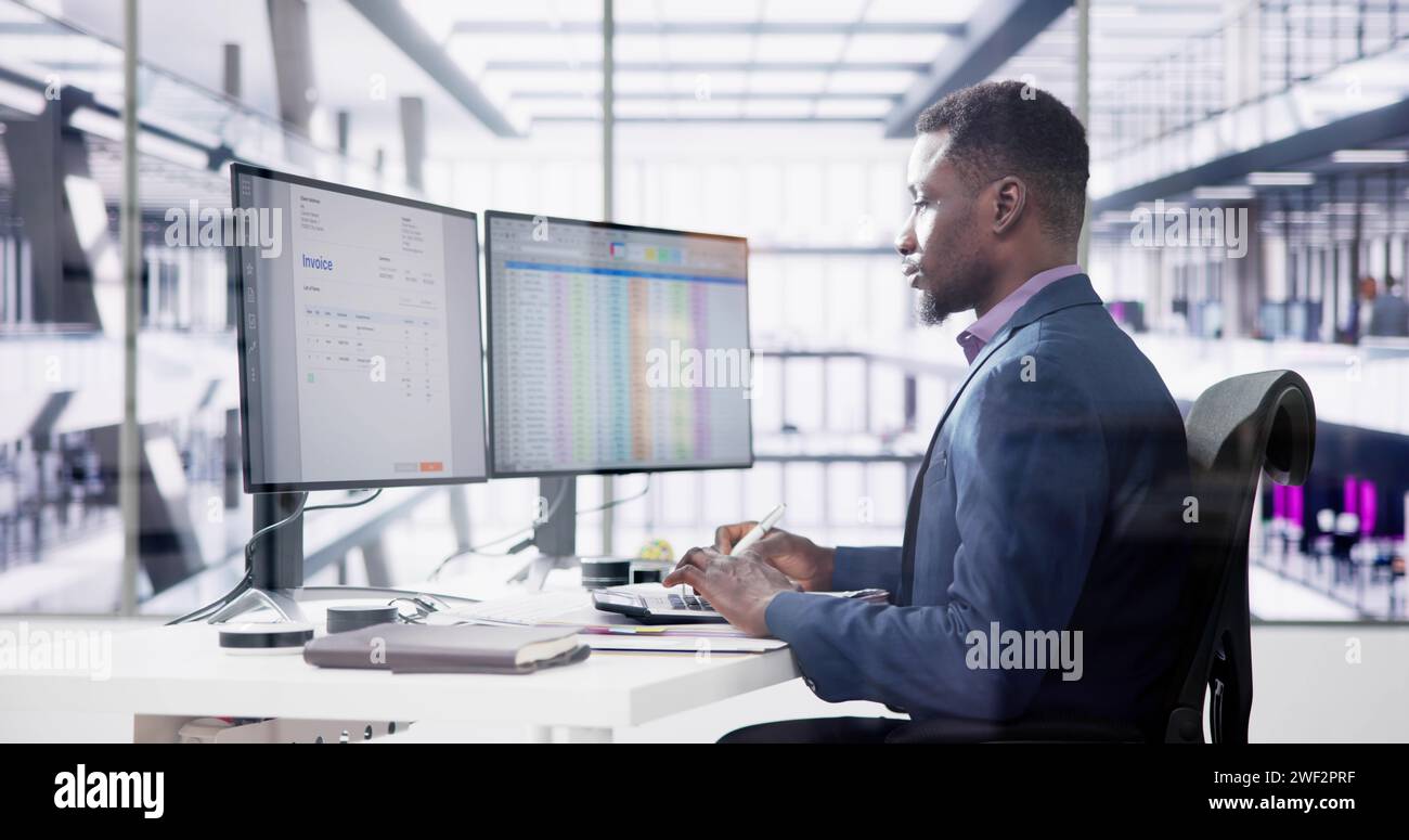 E Invoice Business Management. African Accountant Using Electronic ...