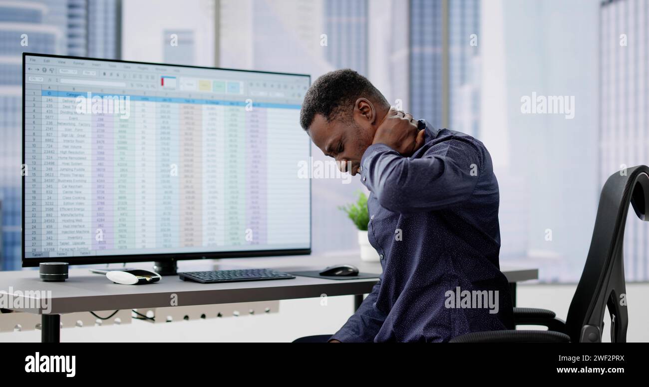 Ergonomic Computer Chair Bad Posture And Pain Stock Photo - Alamy