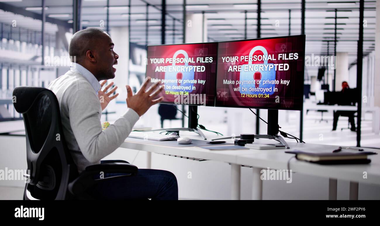 Ransomware Malware Attack. Hacked Business Computer. Cyber Security ...