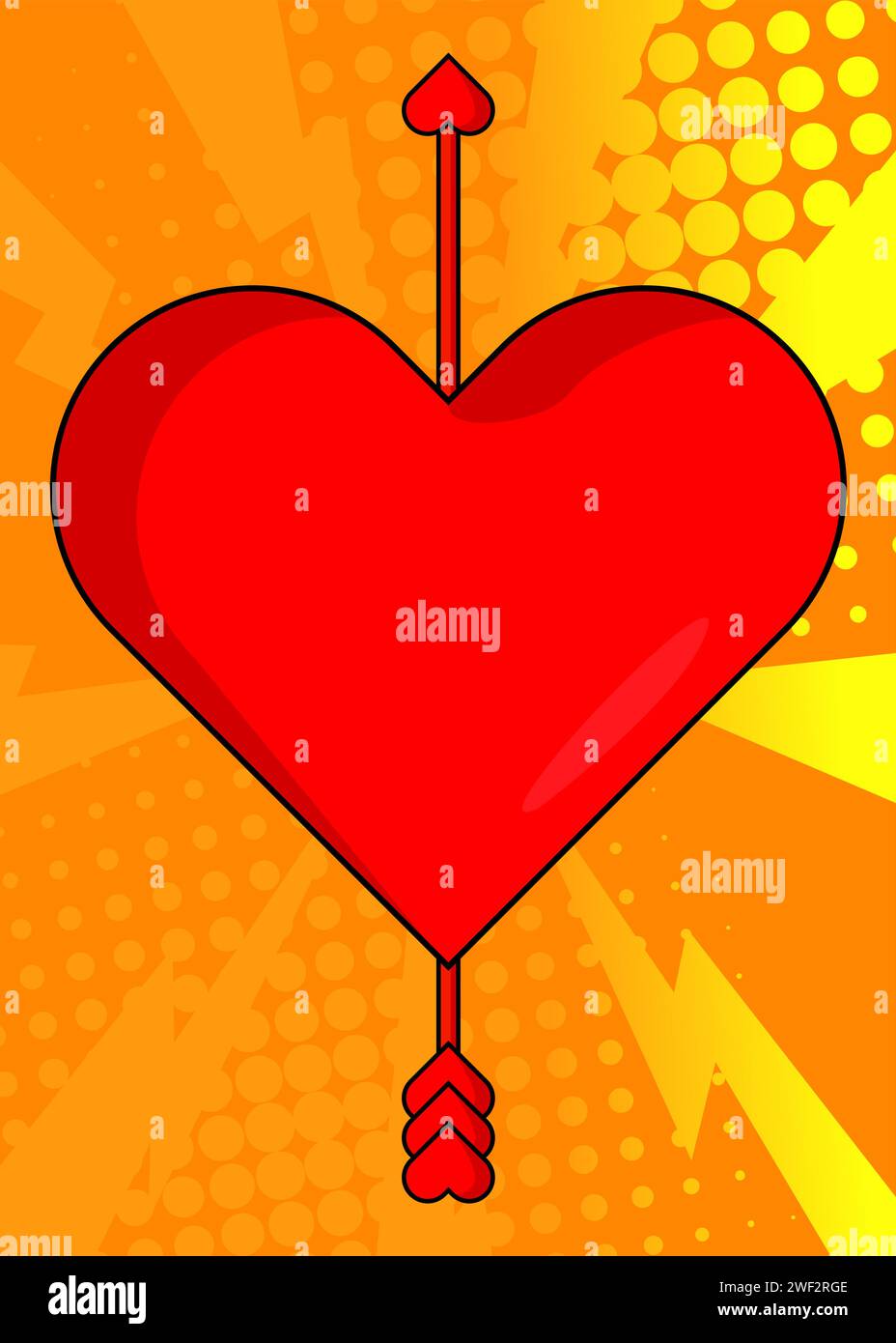 Cartoon Heart and Arrow explosion sign, comic book Valentine's Day ...