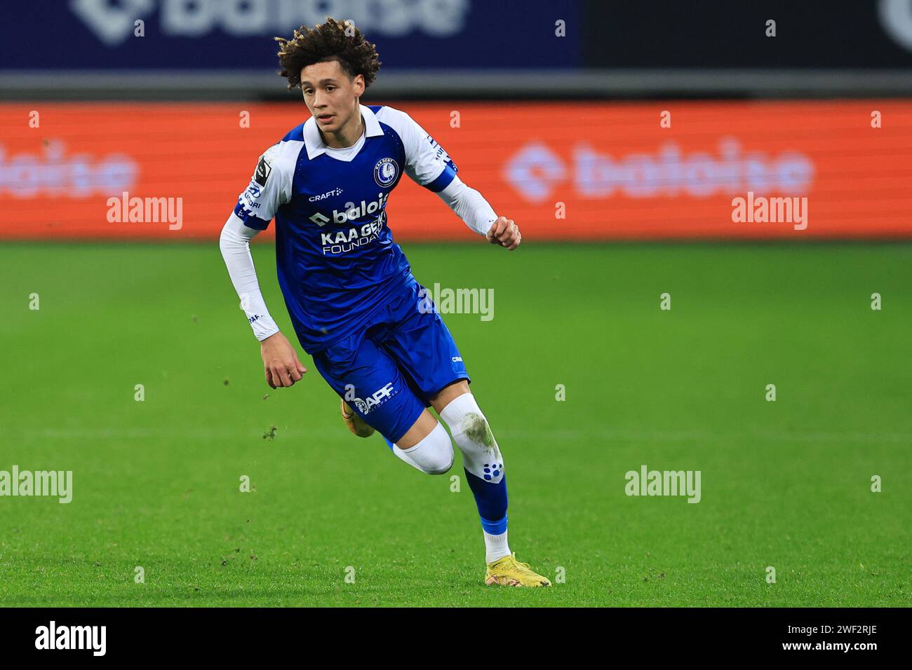 Gent, Belgium. 27th Jan, 2024. Franck Surdez (19) of AA Gent pictured ...