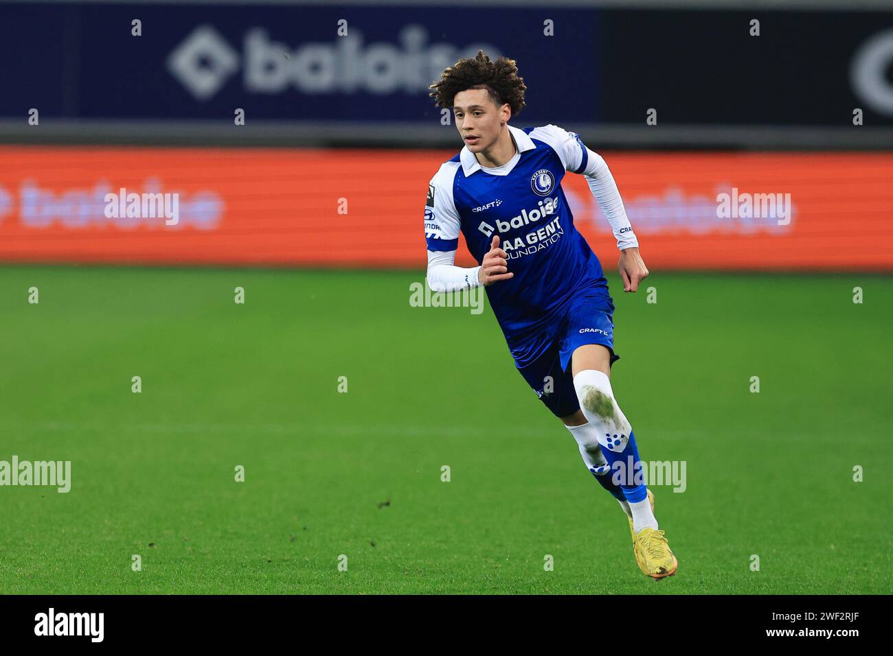 Gent, Belgium. 27th Jan, 2024. Franck Surdez (19) of AA Gent pictured ...