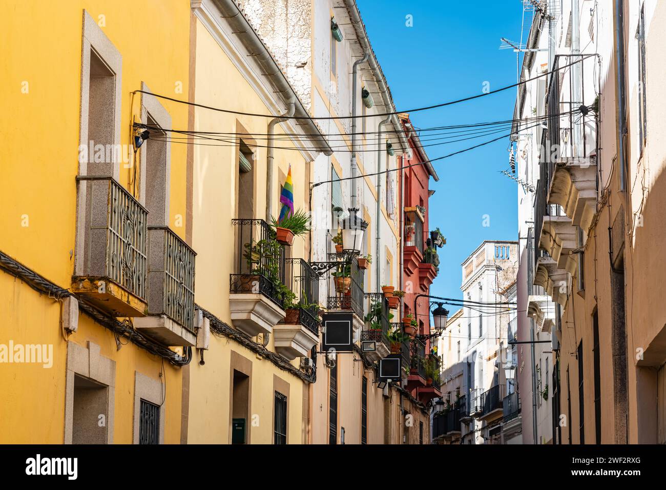 Narrow traditional street balconies hi-res stock photography and images ...
