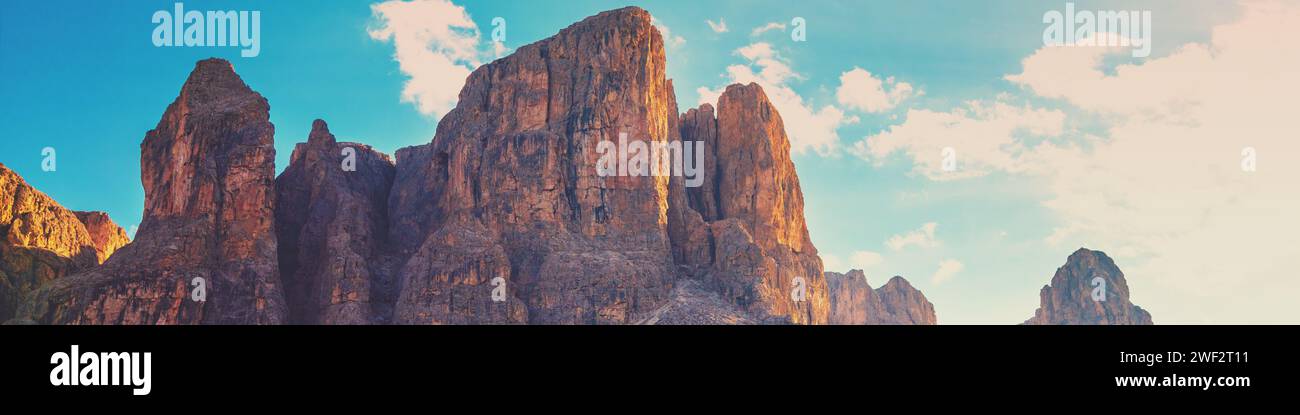 Mountain landscape background. Rocks against the day sky. The Dolomites ...