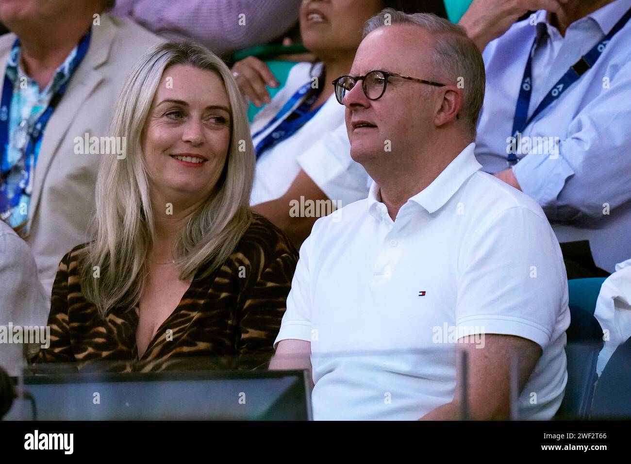 Australian Prime Minister Anthony Albanese, right, and his partner ...