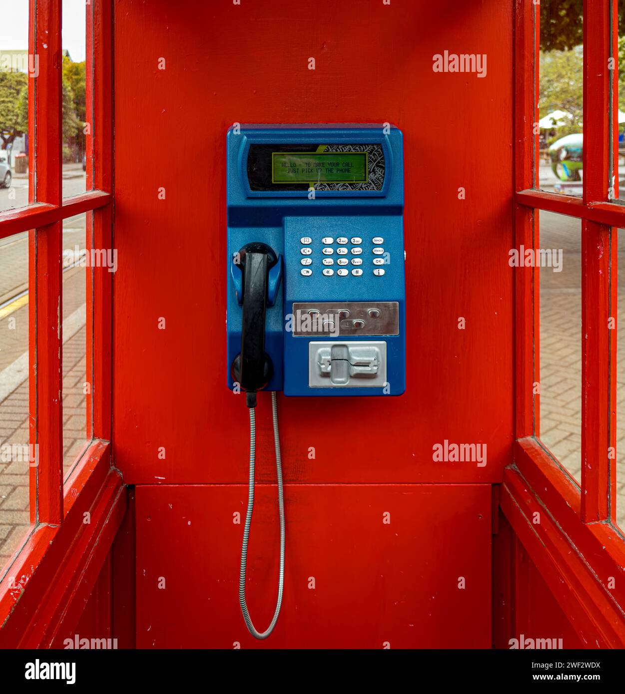 This red telephone booth is still fully functional in New Zealand Stock ...