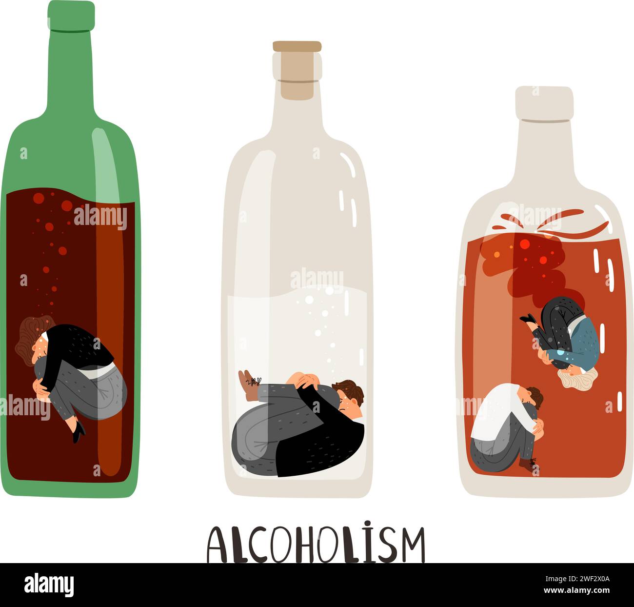 Woman man alcoholic problem Stock Vector Images - Alamy