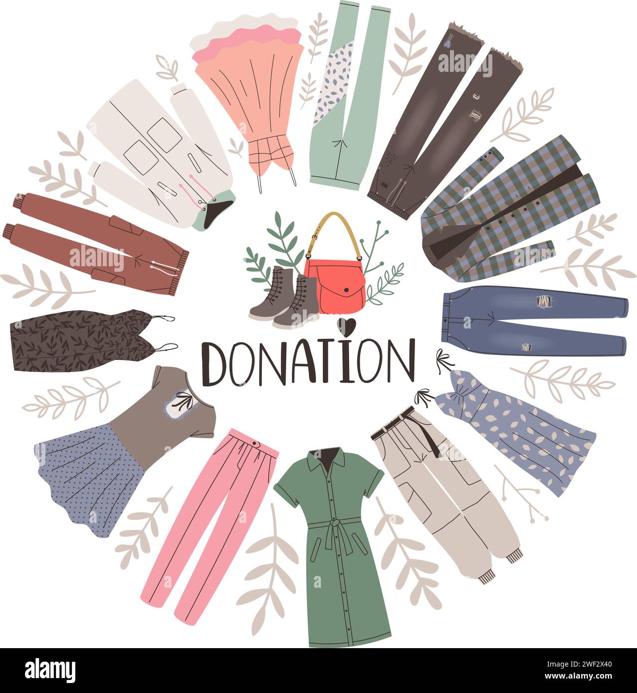 Donating clothes concept. Vector illustration about charity donation ...