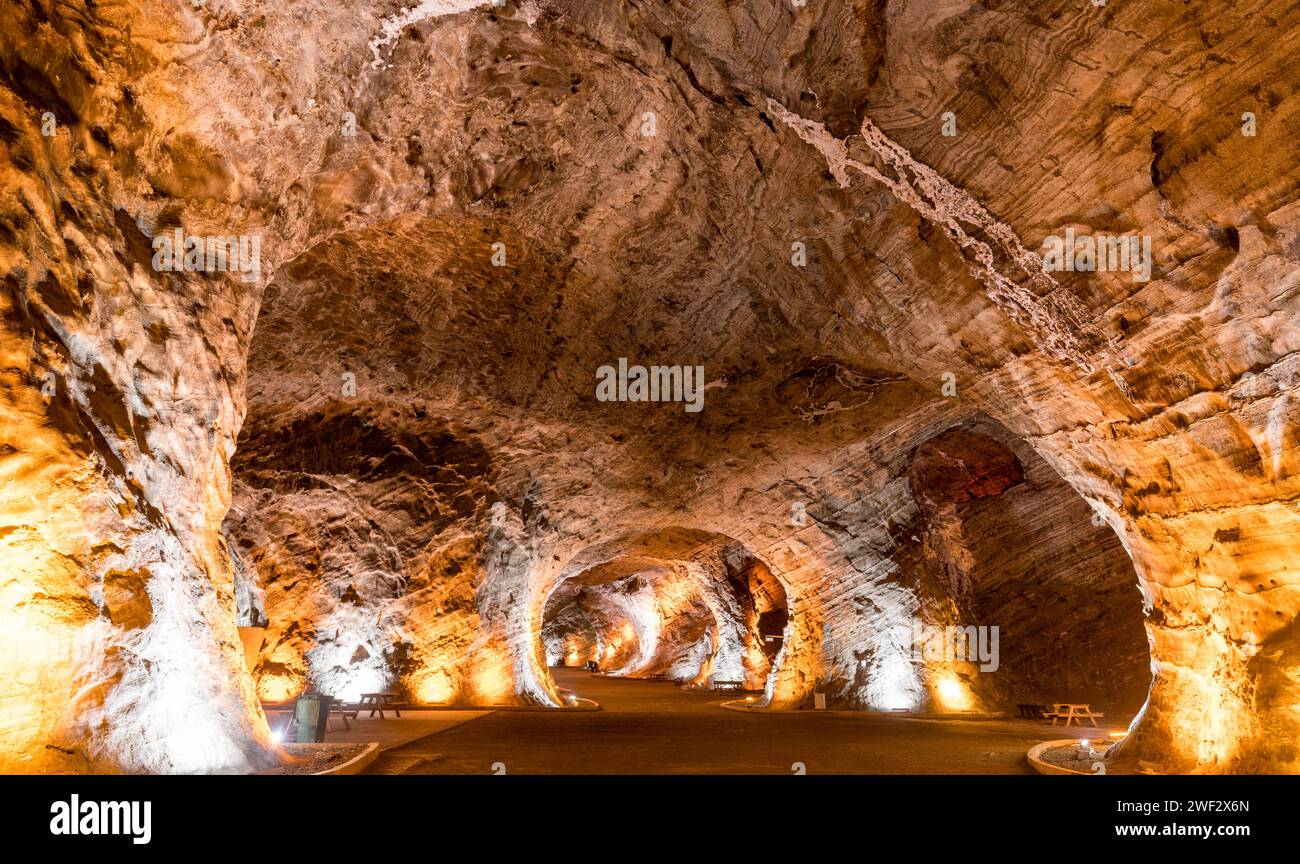 Inside the salt cave in the salt mountains of Idir, Toulz Luka District ...