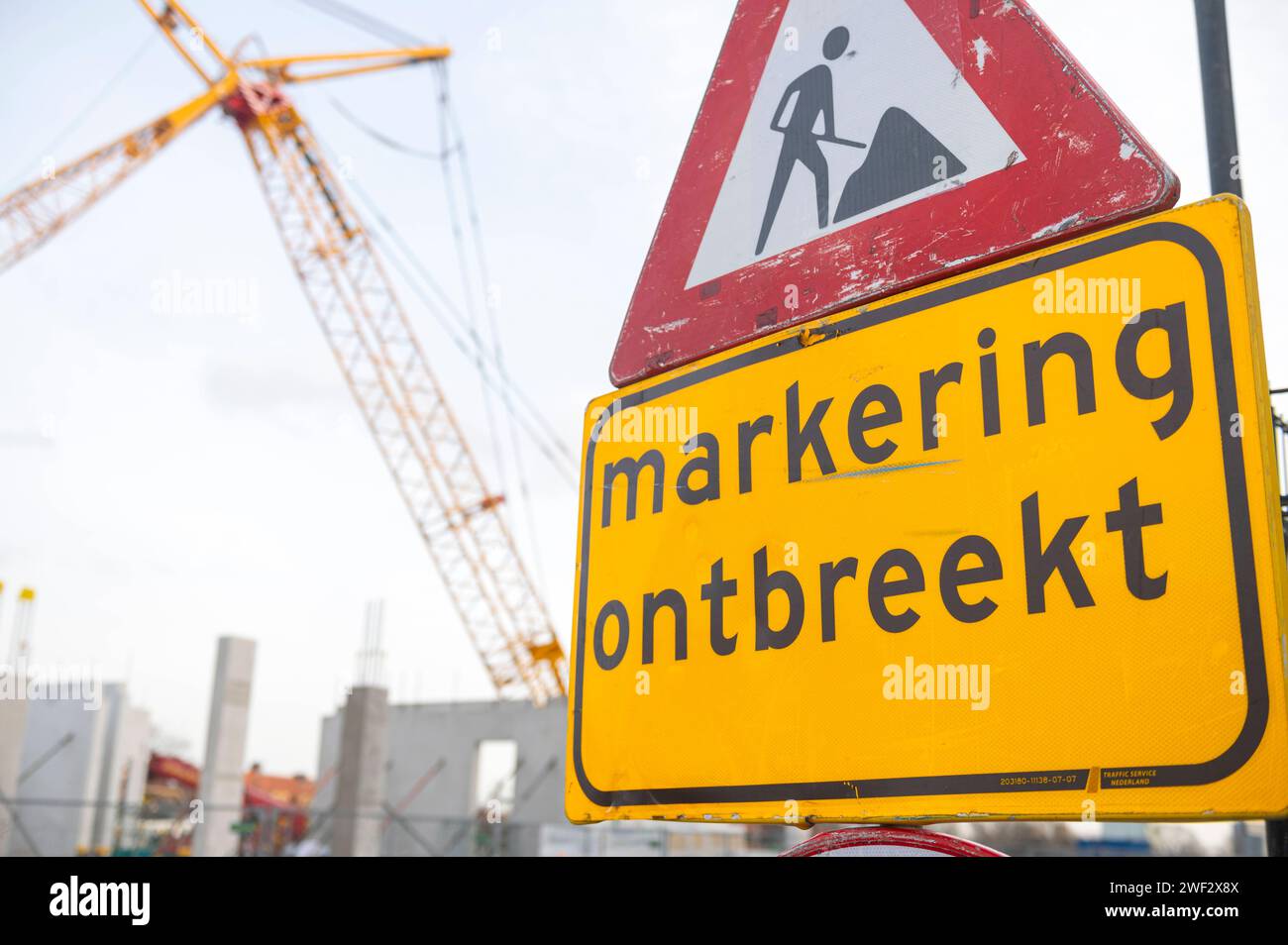 Amsterdam The Netherlands 27th January 2024 Werkzaamheden. Roadworks ...