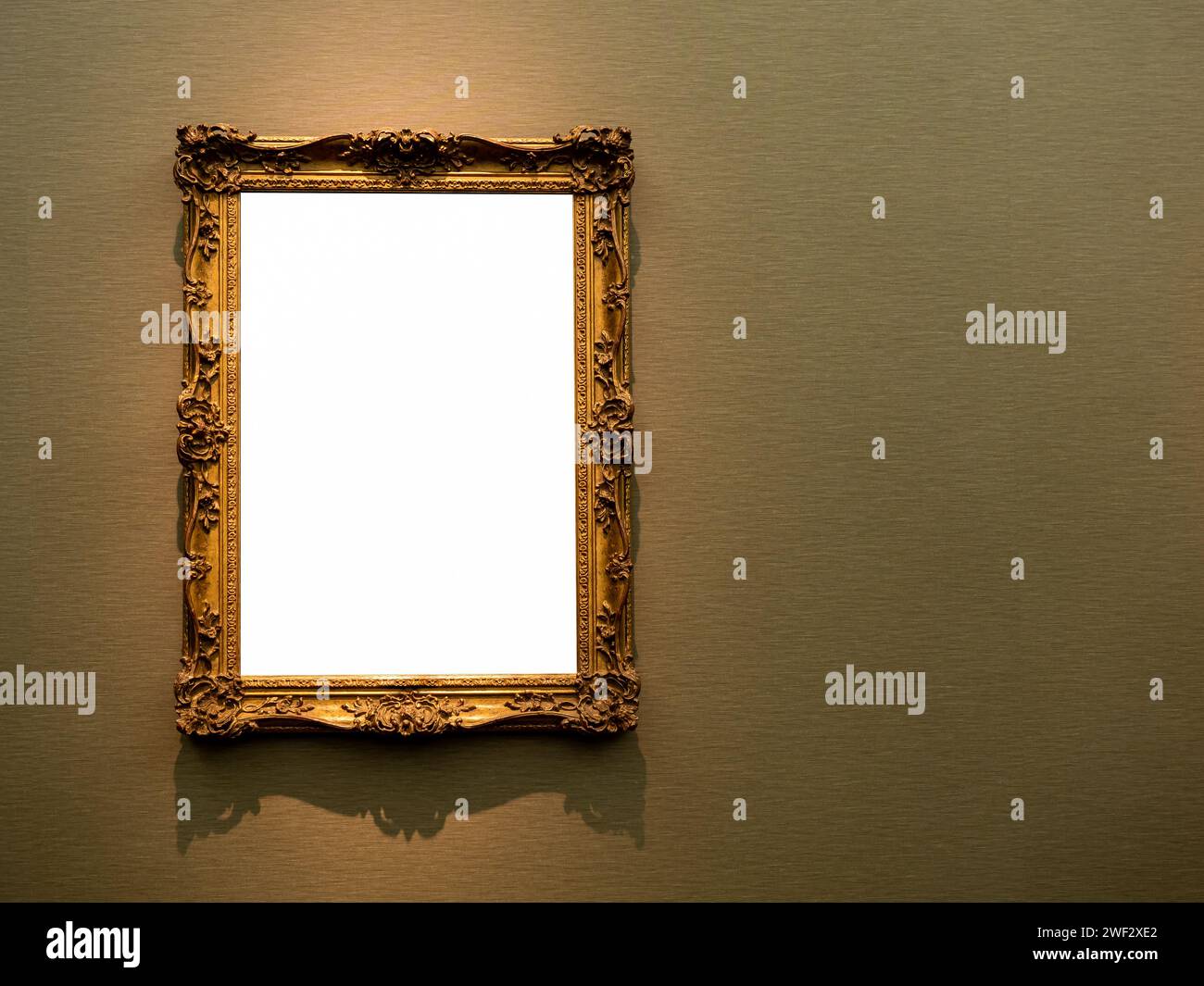 Mockup white blank space in classic gold wooden square louise style ...